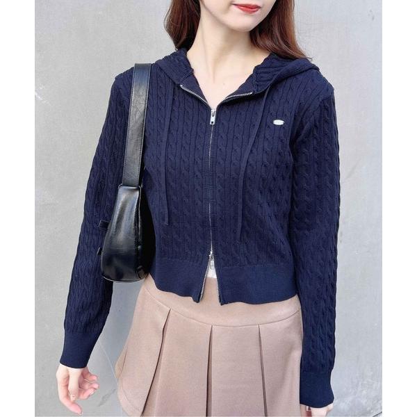 『タイムセール実施中』ZOZO問い合わせ番号:102967714ショップ:INGNI，イングブランド:INGNI，イング商品名:プレート付ケーブルニットパーカーカテゴリ:トップス>パーカーブランド品番:1261-600067素材:アク...