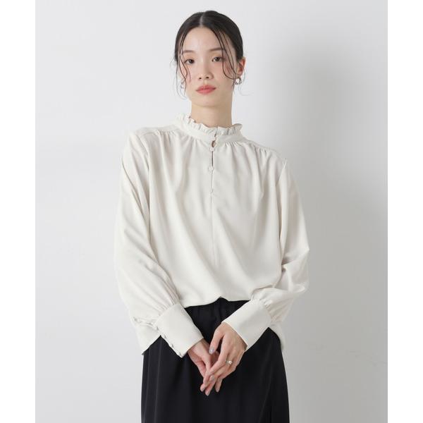 ZOZO問い合わせ番号:102967837ショップ:NANO universe，ナノユニバースブランド:NANO universe，ナノユニバース商品名:前後2wayスタンドカラーギャザーブラウスカテゴリ:トップス>シャツ/ブラウスブ...