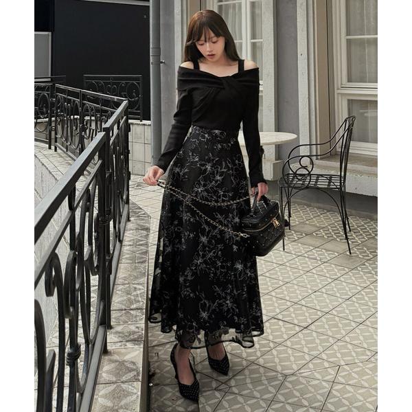 ZOZO問い合わせ番号:102968102ショップ:ROYAL PARTY，ロイヤルパーティーブランド:ROYAL PARTY，ロイヤルパーティー商品名:花柄オーガンジークロスニットドッキングワンピースカテゴリ:ワンピース/ドレス>ワ...