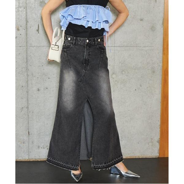 『セール実施中』参考価格：19，800円発売時期：2025年04月コンディション：S（新品同様）タグ付きの未使用、または新品同様のアイテム付属品：タグ参考商品名：2way Waist Slit Maxi Denim Skirt/2WAYウエ...