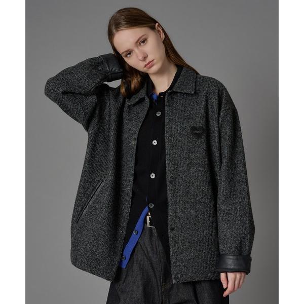 ZOZO問い合わせ番号:103006448ショップ:MUHET，ミュエータブランド:ONCILY，オンシェリー商品名:HEART LOGO CHAMBRAY KNIT BLOUSON / ハートロゴシャンブレーニットブルゾンカテゴリ:ジャケ...