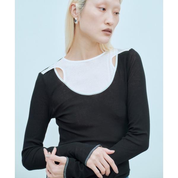 ZOZO問い合わせ番号:103008119ショップ:THINGS THAT MATTER，シングスザットマターブランド:THINGS THAT MATTER，シングス ザット マター商品名:SHEER LAYERED RIB TOPS / ...