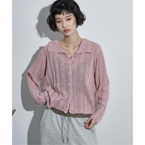 ZOZO問い合わせ番号:103045150ショップ:Auntie Rosa，アンティローザブランド:THE YOn，ザヨン商品名:シアーストライプジャガードニットポロカーディガンカテゴリ:トップス>カーディガン/ボレロブランド品番:T...