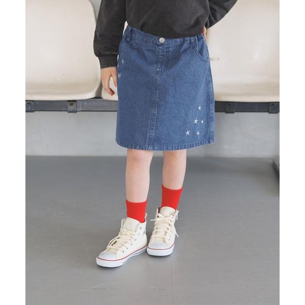 ZOZO問い合わせ番号:103045373ショップ:BAYFLOW，ベイフローブランド:BAYFLOW，ベイフロー商品名:[インナーパンツ付♪]スター刺繍デニムスカート(KIDS)カテゴリ:スカート>デニムスカートブランド品番:639...