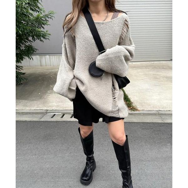 ZOZO問い合わせ番号:103045562ショップ:merrylatte，メリーラテブランド:merrylatte，メリーラテ商品名:ダメージデザインニットワンピース【Primaras】カテゴリ:ワンピース/ドレス>ワンピースブランド...