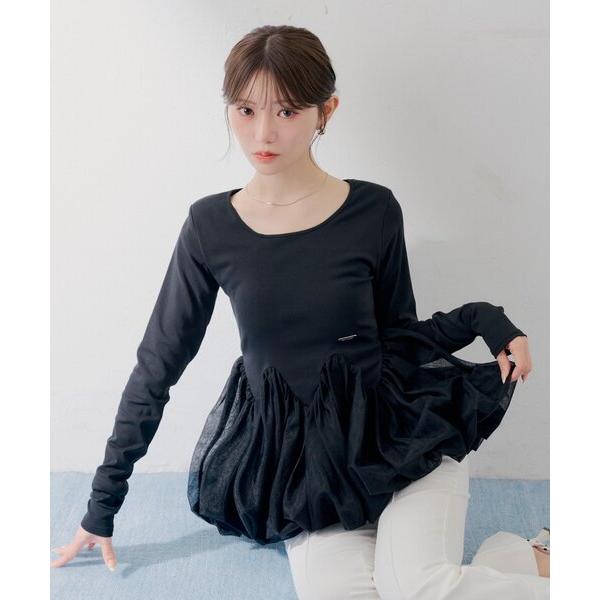 ZOZO問い合わせ番号:103047078ショップ:Chico，チコブランド:Chico，チコ商品名:WEB限定【SALON by Chico】チューリップチュールバルーントップスカテゴリ:トップス>Tシャツ/カットソーブランド品番:...