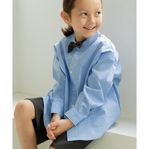 ZOZO問い合わせ番号:103047656ショップ:JAM ＆ LINK，ジャムアンドリンクブランド:chil2，チルツー商品名:蝶ネクタイ付き ノーカラーストライプ長袖シャツカテゴリ:トップス>シャツ/ブラウスブランド品番:1426...