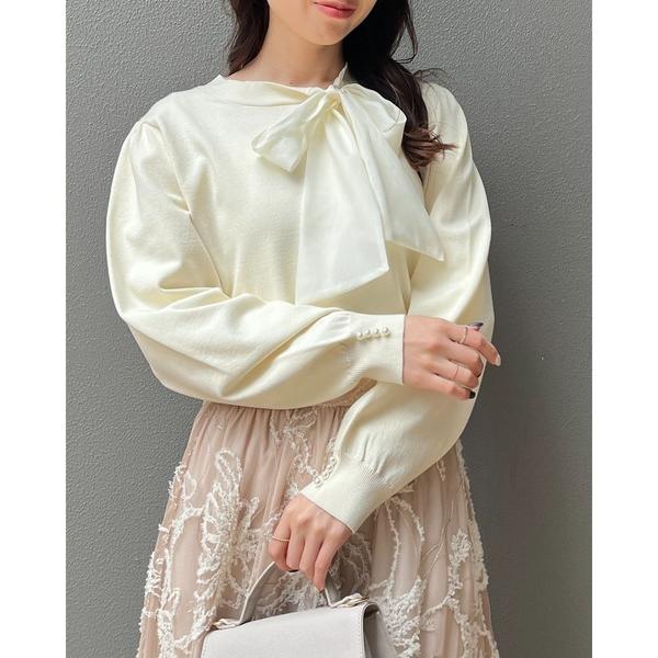 『タイムセール実施中』ZOZO問い合わせ番号:103048198ショップ:Couture brooch，クチュールブローチブランド:couture brooch，クチュールブローチ商品名:【洗える・着映え】オーガンジーリボンタイ ニットカテ...