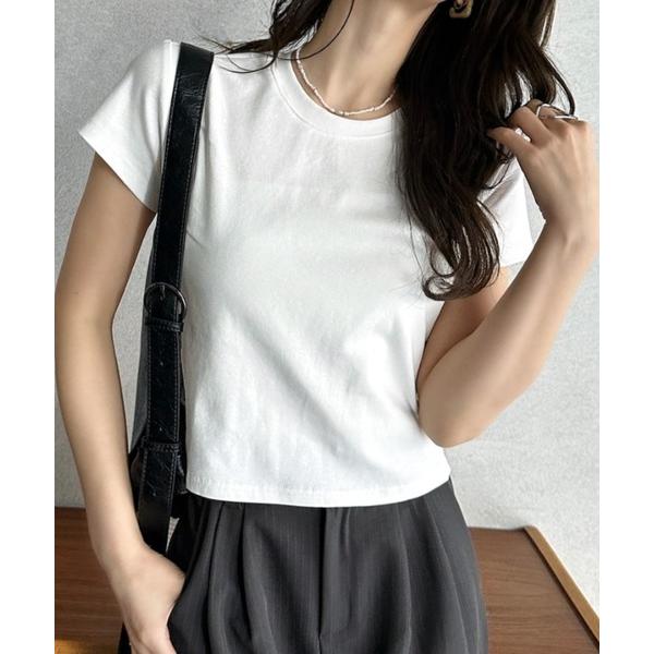 ZOZO問い合わせ番号:103085127ショップ:Ada.，エイダブランド:Eclat one，エクラワン，Ada.，エイダ商品名:【Eclat one】クルーネック ショート丈 コンパクト Tシャツカテゴリ:トップス>Tシャツ/カ...