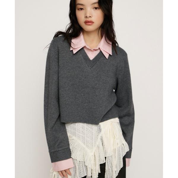 ZOZO問い合わせ番号:103085658ショップ:SLY，スライブランド:SLY，スライ商品名:LAYERED LIKE CROP KNIT TOPS レイヤードライククロップニットトップス 冬服 春服カテゴリ:トップス>ニット/セ...