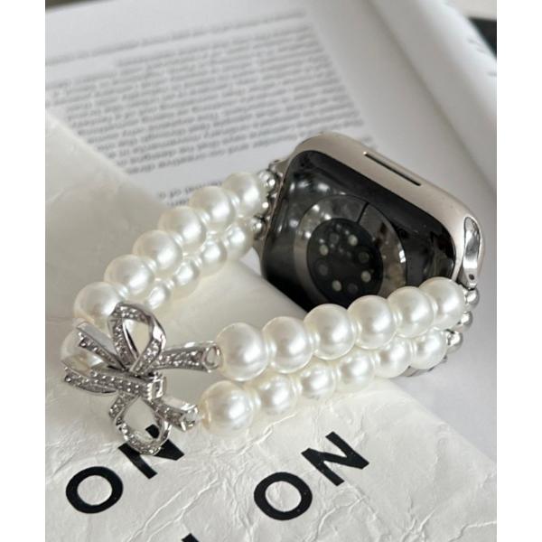 『タイムセール実施中』ZOZO問い合わせ番号:103085939ショップ:Vini，ヴィニブランド:Vini，ヴィニ商品名:パール ライン ストーン リボン apple Watch バンド ( 2連 ストラップ )カテゴリ:腕時計>デ...