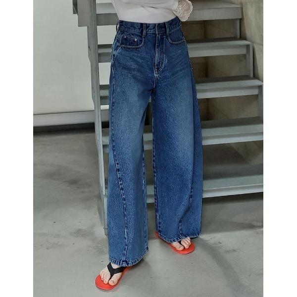 ZOZO問い合わせ番号:103085978ショップ:Re:EDIT，リエディブランド:Re:EDIT，リエディ商品名:[2026S/S PRE ORDER][低身長/高身長サイズ有]サイドフリンジ切り替えアシンメトリーワイドデニムパンツカテ...