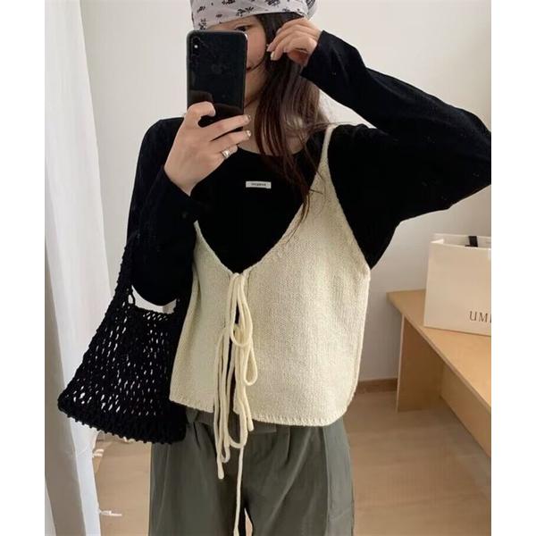 『タイムセール実施中』ZOZO問い合わせ番号:103086206ショップ:Bonjour Sagan，ボンジュールサガンブランド:lulufa，ルルファ商品名:【26春夏新作】前後着用可能 ルーズニットビスチェカテゴリ:トップス>ベス...