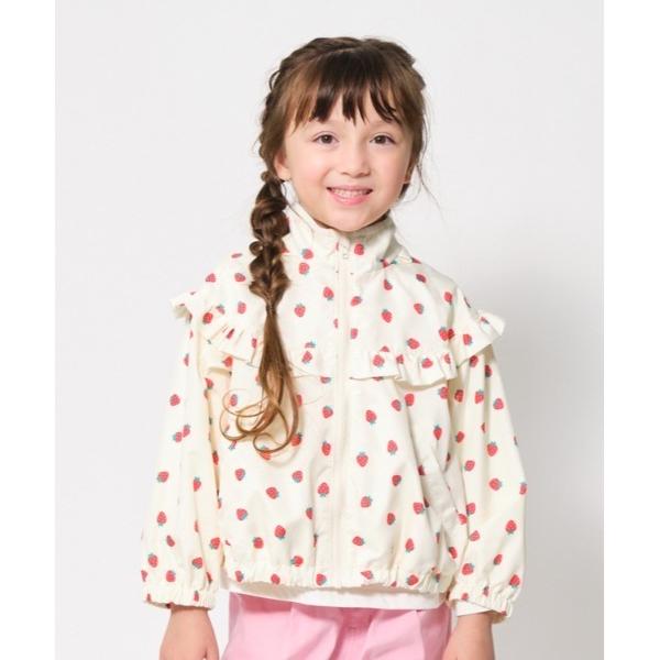 ZOZO問い合わせ番号:103124153ショップ:こどもの森e-shop，コドモノモリイーショップブランド:moujonjon，ムージョンジョン商品名:撥水加工いちご柄タフタジャケットカテゴリ:ジャケット/アウター>ナイロンジャケッ...