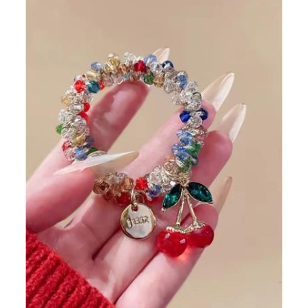 ZOZO問い合わせ番号:103124842ショップ:Mayree，メイリーブランド:Mayree，メイリー商品名:【urge select】さくらんぼモチーフ ビーズ ヘアゴムカテゴリ:ヘアアクセサリー>ヘアゴムブランド品番:TK-2...
