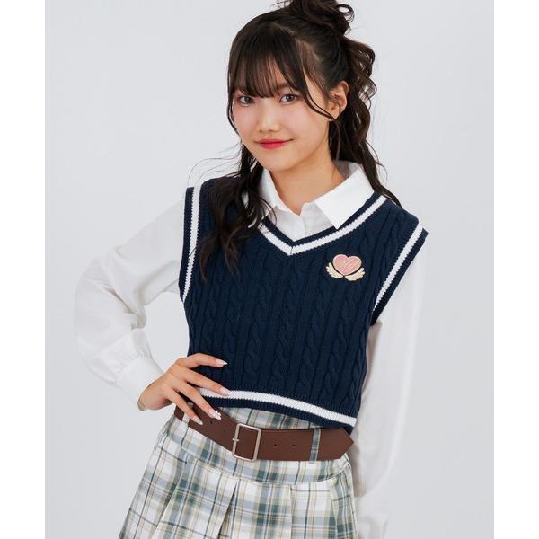 ZOZO問い合わせ番号:103125255ショップ:ANAP，アナップブランド:ANAP GiRL，アナップガール商品名:刺繍入ラインショートニットベストカテゴリ:トップス>ニット/セーターブランド品番:913-7849素材:アクリル...