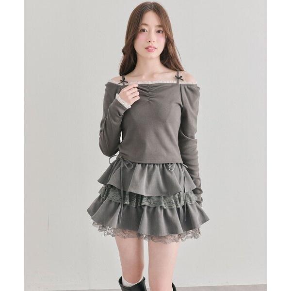 『タイムセール実施中』ZOZO問い合わせ番号:103126546ショップ:OLIVE des OLIVE，オリーブ デ オリーブブランド:OLIVE des OLIVE，オリーブデオリーブ商品名:エアリーラッフルティアードミニスカートカテゴ...