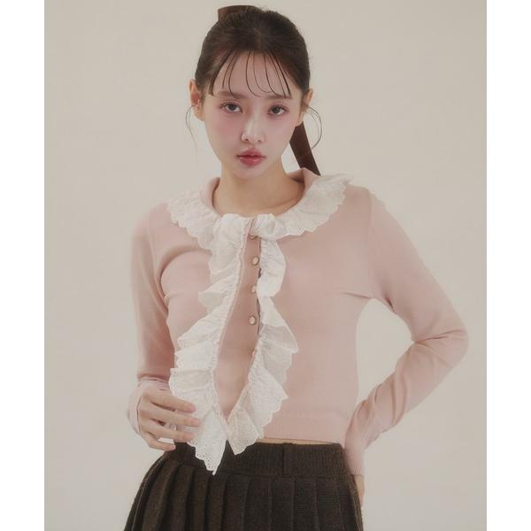 ZOZO問い合わせ番号:103162936ショップ:mideal，マイディールブランド:fupel，フぺル商品名:cotton lace frill tie knit tops / コットンレースフリルタイニットトップスカテゴリ:トップス&...