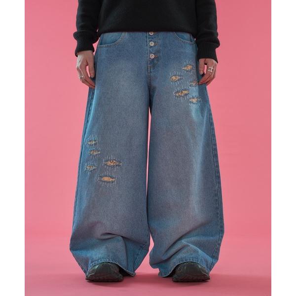 ZOZO問い合わせ番号:103162942ショップ:FTW，エフティーダブリューブランド:WISH FOR EVER，ウィッシュフォーエバー商品名:【 2color / 3size 】LEOPARD EMBROIDERY CURVE WID...