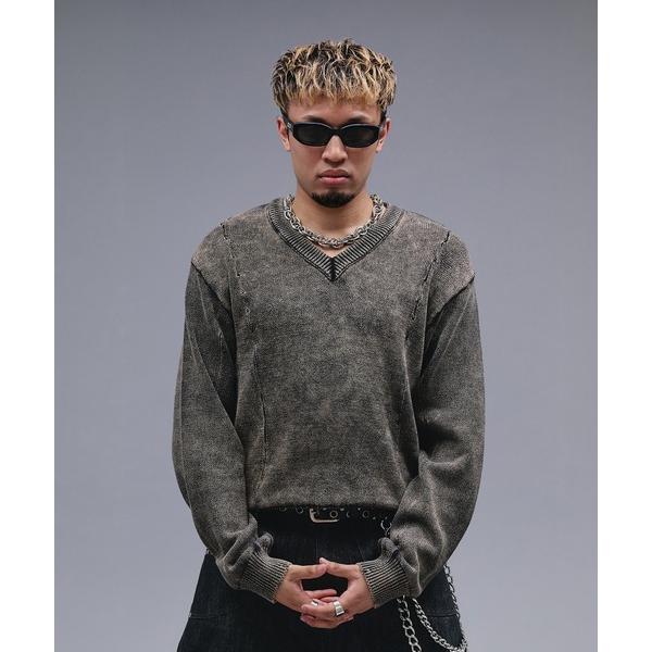 『タイムセール実施中』ZOZO問い合わせ番号:103162944ショップ:FTW，エフティーダブリューブランド:ANDER HUNK，アンダーハンク商品名:Faded Cotton V-neck Knit / フェードコットンVネックニット...