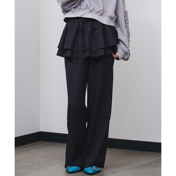 『タイムセール実施中』ZOZO問い合わせ番号:103198803ショップ:ROSE BUD，ローズバッドブランド:ROSE BUD，ローズバッド商品名:LAYERED SKIRT STRIPE PANTSカテゴリ:パンツ>その他パンツ...