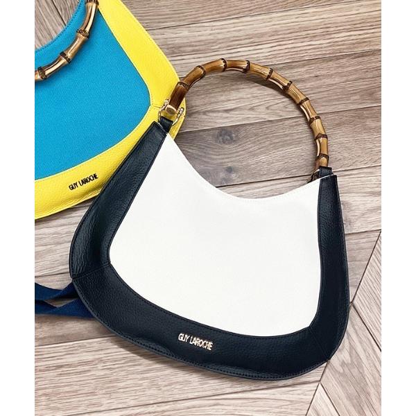 『セール実施中』参考価格：19，800円発売時期：2023年02月コンディション：A（使用感なし）数回使用した程度で使用感が感じられないアイテム参考商品名：Guy Laroche/ギ・ラロッシュ　 バンブーハンドル 牛革/キャンバス 2wa...