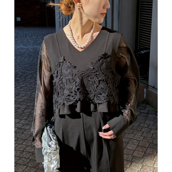 ZOZO問い合わせ番号:103271395ショップ:ISOOK，アイスーブランド:ISOOK，アイスー商品名:【ISOOK / アイスー】レースデザインキャミソールビスチェ / キャミソール 重ね着 レイヤード プリーツ お呼ばれ オケージ...