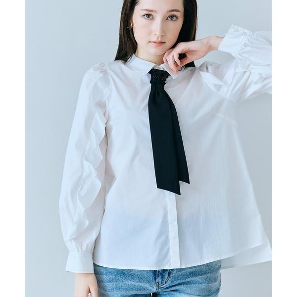 ZOZO問い合わせ番号:103272762ショップ:Rose Tiara，ローズティアラブランド:Audie a Muses，オーディアミューズ商品名:【人気追加】ビジューネクタイ付きシャツカテゴリ:トップス>シャツ/ブラウスブランド...