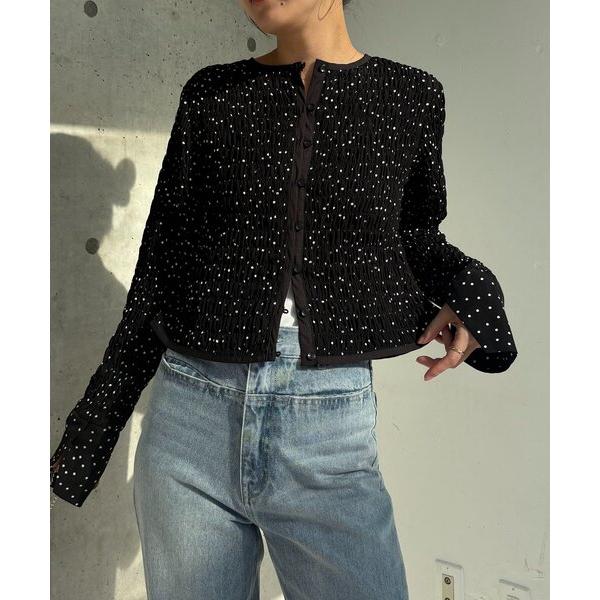 ZOZO問い合わせ番号:103272804ショップ:CAPRICIEUX LE'MAGE，カプリシュレマージュブランド:CAPRICIEUX LE'MAGE，カプリシューレマージュ商品名:ドットシャーリングブラウスカテゴリ:トップス>...