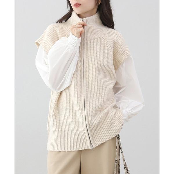 ZOZO問い合わせ番号:103275172ショップ:FUNNY COMPANY+，ファニーカンパニープラスブランド:Aletta vita，アレッタビータ商品名:片畦編みダブルジップニットベストカテゴリ:トップス>ベストブランド品番:...
