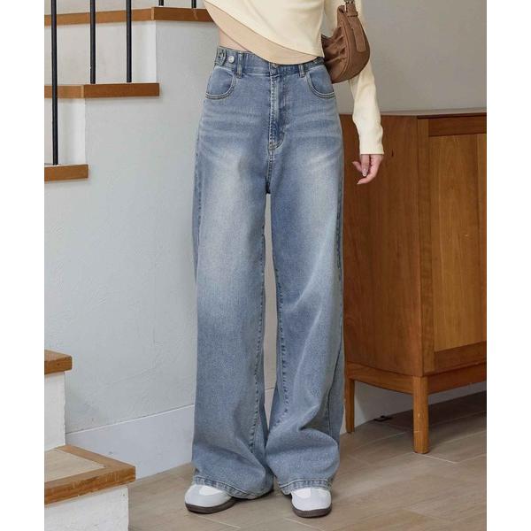 ZOZO問い合わせ番号:103276113ショップ:GeeRA，ジーラブランド:CHAN ME，チャンミ商品名:【選べる2丈】ウエストボタンデニムワイドパンツカテゴリ:パンツ>デニムパンツブランド品番:274239素材:綿54%， ポ...