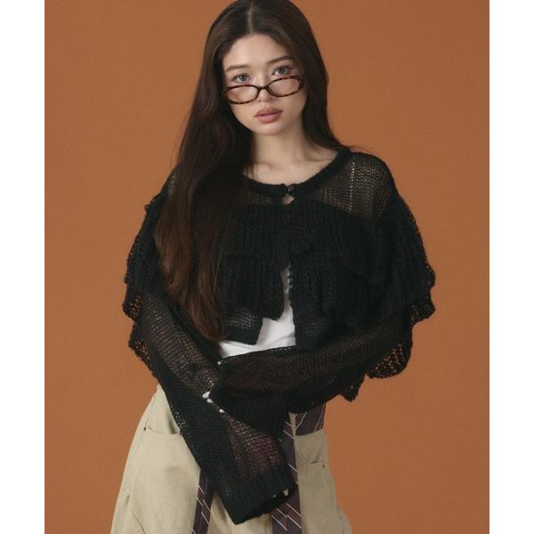 『セール実施中』ZOZO問い合わせ番号:103311887ショップ:WEGO，ウィゴーブランド:DISPARK，ディスパーク，WEGO，ウィゴー商品名:DISPARK/【26年春夏新作】フリルメッシュショートカーデカテゴリ:トップス>...