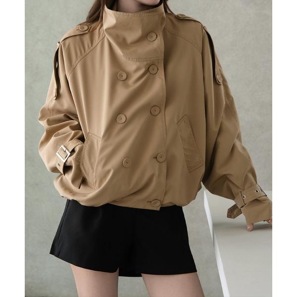 『タイムセール実施中』ZOZO問い合わせ番号:103313128ショップ:by LEGNA，バイレグナブランド:by LEGNA，バイレグナ商品名:撥水スタンドカラーダブルブレストショートジャケットカテゴリ:ジャケット/アウター>トレ...