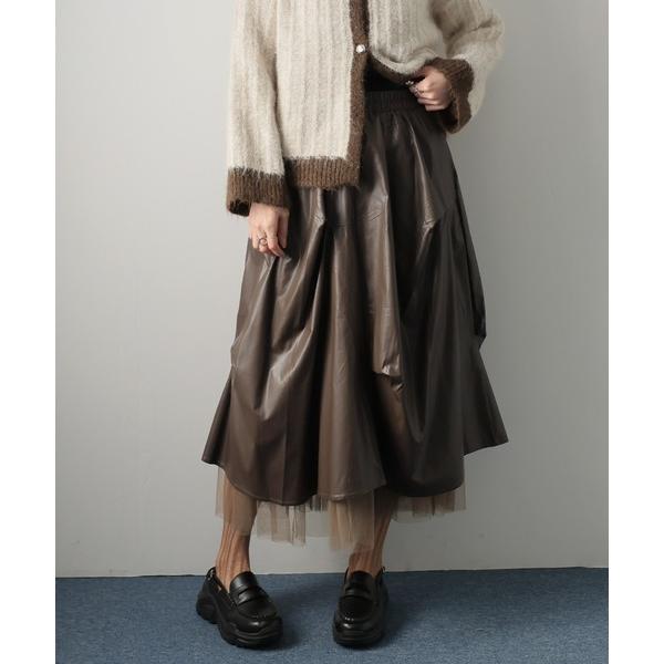 『タイムセール実施中』ZOZO問い合わせ番号:103314407ショップ:Ulysses，ユリシスブランド:Ulysses，ユリシス商品名:チュールレイヤードフェイクレザースカートカテゴリ:スカート>スカートブランド品番:DDS26S...