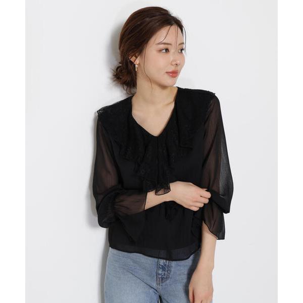 『タイムセール実施中』参考価格：8，998円発売時期：2025年07月コンディション：A（使用感なし）数回使用した程度で使用感が感じられないアイテム参考商品名：レースフリル楊柳ブラウス / 1215210807参考品番：121-521080...