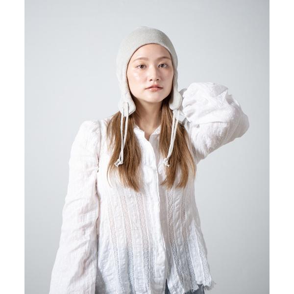 ZOZO問い合わせ番号:103347421ショップ:Ray's Store，レイズストアブランド:RACAL，ラカル商品名:Shirring Cord Ear Tab Linen Knit Cap / シャーリングコード付き耳当てニットキャ...