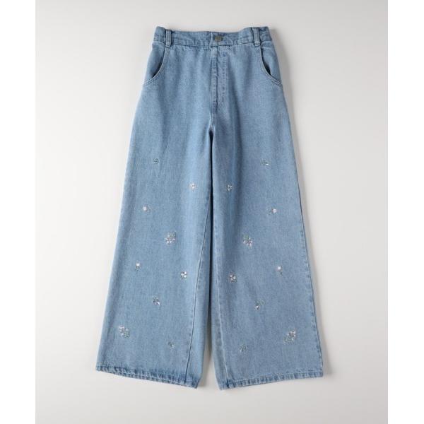 『タイムセール実施中』ZOZO問い合わせ番号:103351875ショップ:Right-on，ライトオンブランド:Right-on，ライトオン商品名:【VIVIAN BLUE】デニム刺繍ワイドパンツ (キッズ/子供服/通園通学)カテゴリ:パン...