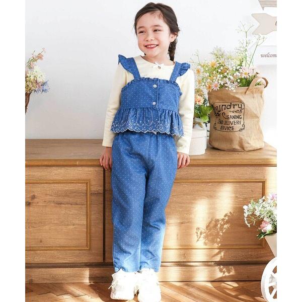 『タイムセール実施中』ZOZO問い合わせ番号:103352088ショップ:BEBE ONLINE STORE，ベベ オンラインストアブランド:SLAP SLIP，スラップスリップ商品名:キラキラ刺しゅう裾スカラップ無地ドットライトオンスデニ...