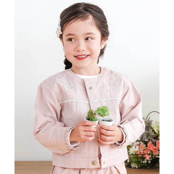 『タイムセール実施中』ZOZO問い合わせ番号:103352090ショップ:BEBE ONLINE STORE，ベベ オンラインストアブランド:SLAP SLIP，スラップスリップ商品名:ツイルデニム後ろリボンレース刺しゅう入りノーカラージャ...