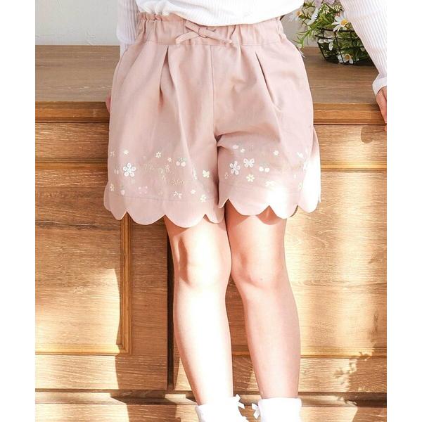 ZOZO問い合わせ番号:103352092ショップ:BEBE ONLINE STORE，ベベ オンラインストアブランド:SLAP SLIP，スラップスリップ商品名:キラキラプリント裾スカラップリボン付きショートパンツ(90~130cm)カテ...