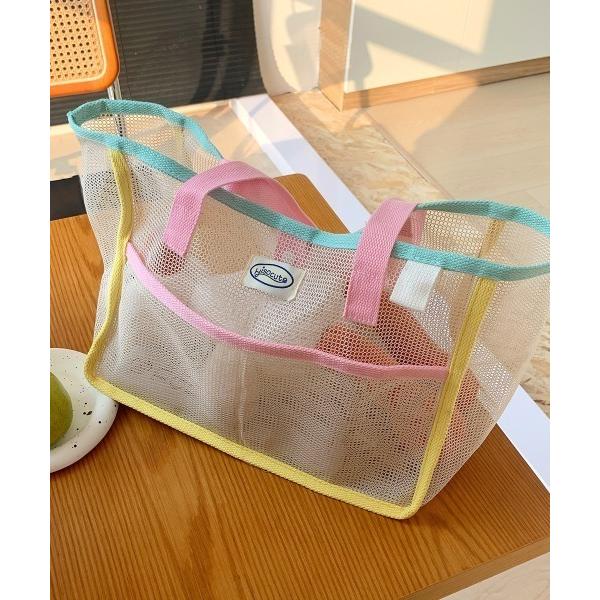 『セール実施中』ZOZO問い合わせ番号:103353085ショップ:Teem Store，チームストアブランド:pyornim，ピョルニム商品名:【26年春夏新作】【大容量】パステルカラーパイピングメッシュビッグトートカテゴリ:バッグ&gt...