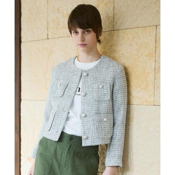 『タイムセール実施中』ZOZO問い合わせ番号:103353102ショップ:DRESSTERIOR，ドレステリアブランド:DRESSTERIOR，ドレステリア商品名:ラメミックスツイードジャケットカテゴリ:ジャケット/アウター>ノーカラ...