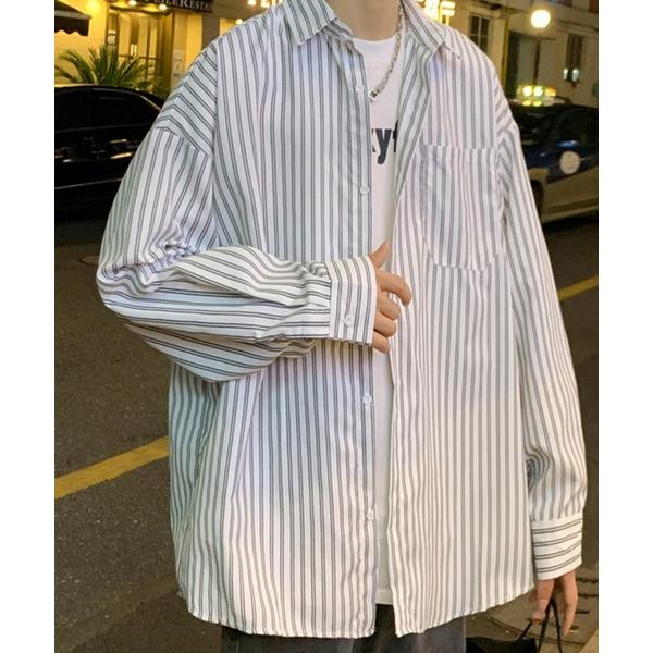 ZOZO問い合わせ番号:103355468ショップ:DOUBLE STEAL，ダブルスティールブランド:DOUBLE STEAL，ダブルスティール商品名:DSオーバーサイズ ストライプ長袖シャツカテゴリ:トップス>シャツ/ブラウスブラ...