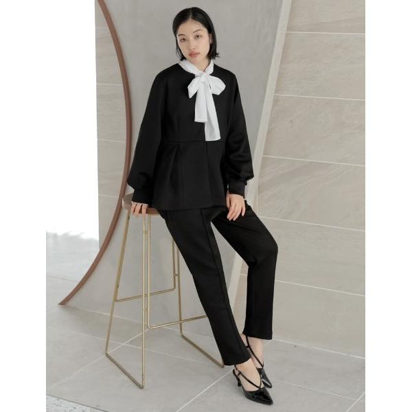 ZOZO問い合わせ番号:103355499ショップ:Re:EDIT，リエディブランド:Re:EDIT，リエディ商品名:[3点セット][パンツのサイズが選べる][低身長/高身長サイズ有]リボンブラウス付きダンボールパンツセットアップカテゴリ:...