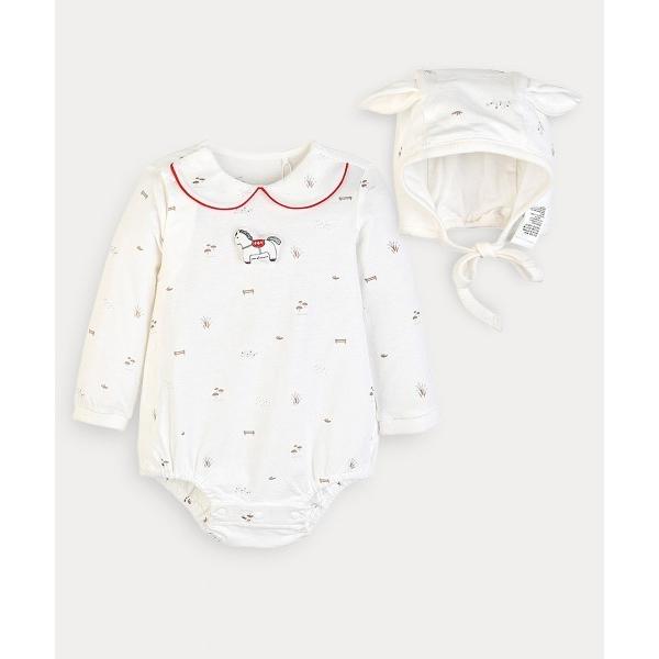 ※このアイテムは返品・交換対象外商品です。ZOZO問い合わせ番号:103355578ショップ:moimoln，モイモルンブランド:moimoln，モイモルン商品名:【2点セット】ポニー長袖ボディスーツ＆帽子カテゴリ:ママ＆ベビー>ロン...