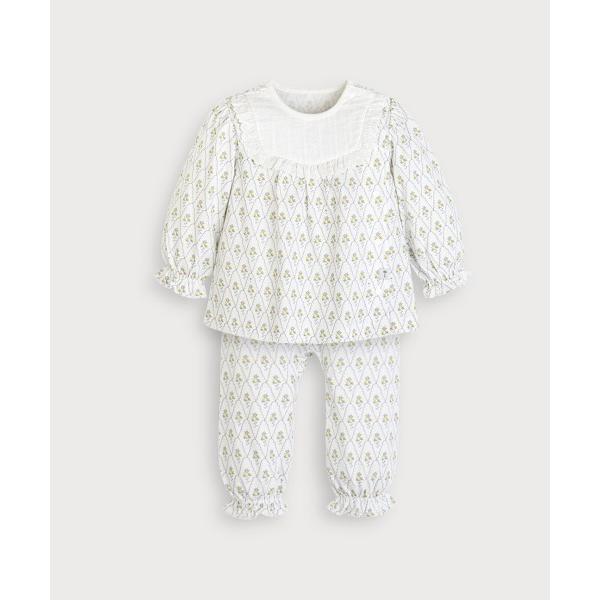 『セール実施中』ZOZO問い合わせ番号:103355654ショップ:moimoln，モイモルンブランド:moimoln，モイモルン商品名:【ルームウェア】アンティークフラワー長袖トップス＆パンツカテゴリ:ルームウェア>ルームウェア/パ...