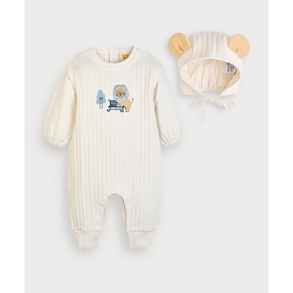 ※このアイテムは返品・交換対象外商品です。ZOZO問い合わせ番号:103355693ショップ:moimoln，モイモルンブランド:moimoln，モイモルン商品名:【2点セット】ライオン刺繍長袖カバーオール＆耳付き帽子カテゴリ:ママ＆ベビー...