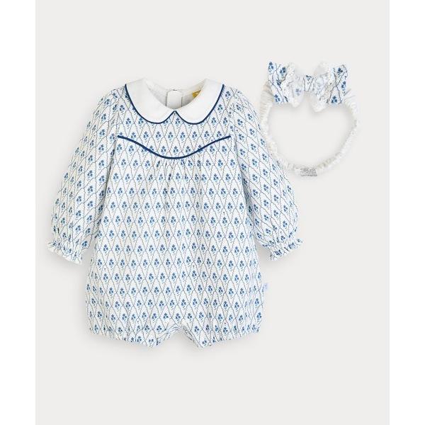 ※このアイテムは返品・交換対象外商品です。ZOZO問い合わせ番号:103355698ショップ:moimoln，モイモルンブランド:moimoln，モイモルン商品名:【2点セット】小花柄長袖ショートロンパース＆リボンヘアバンドカテゴリ:ママ＆...
