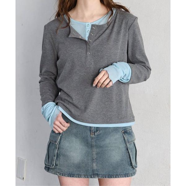 『タイムセール実施中』ZOZO問い合わせ番号:103355952ショップ:tiptop+pocket，ティップトッププラスポケットブランド:tiptop，ティップトップ商品名:【web限定アイテム】配色シアー×ヘンリーネックレイヤードロンT...