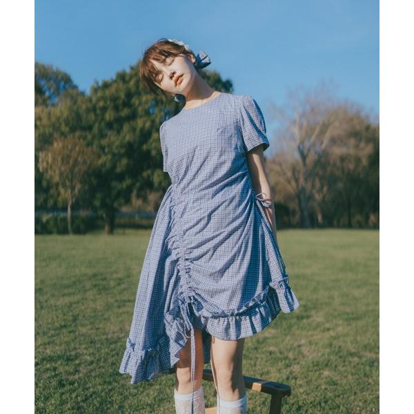 ZOZO問い合わせ番号:103356597ショップ:idem，イデムブランド:idem，イデム商品名:drawstring gingham check onepiece / ドロストギャザーデザインチェックワンピースカテゴリ:ワンピース/ド...